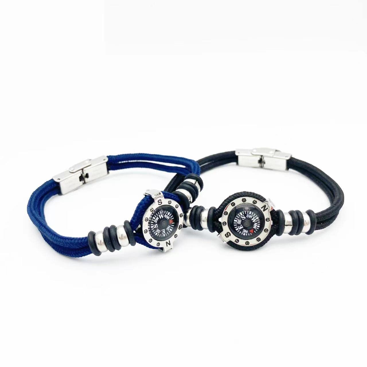 Compass Couple Bracelet-black & blue a pair