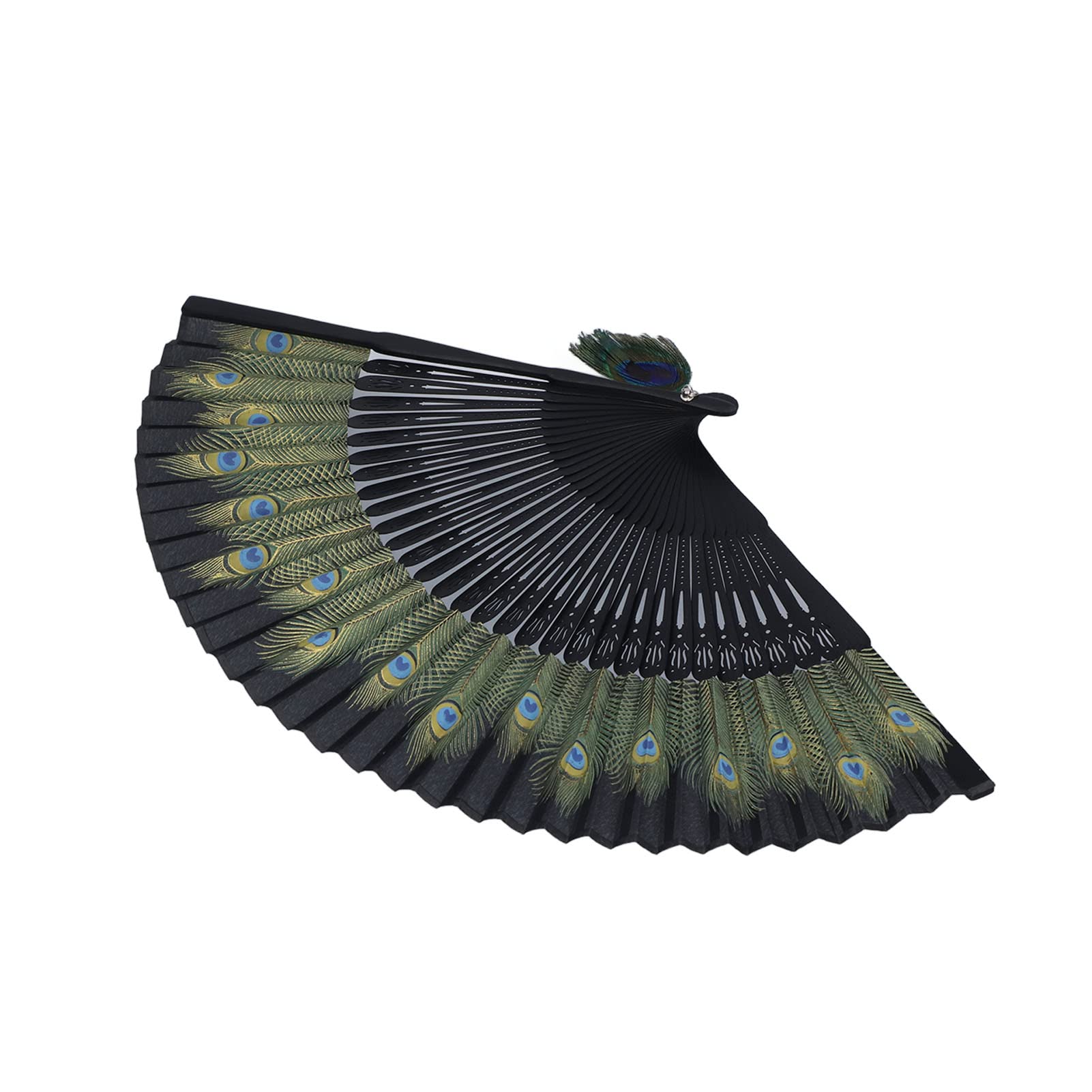 Chinese Fan, Foldabe Portable Hand Fan Elegant Attractive Black Bones for Dance Performance for Clothes Decoration