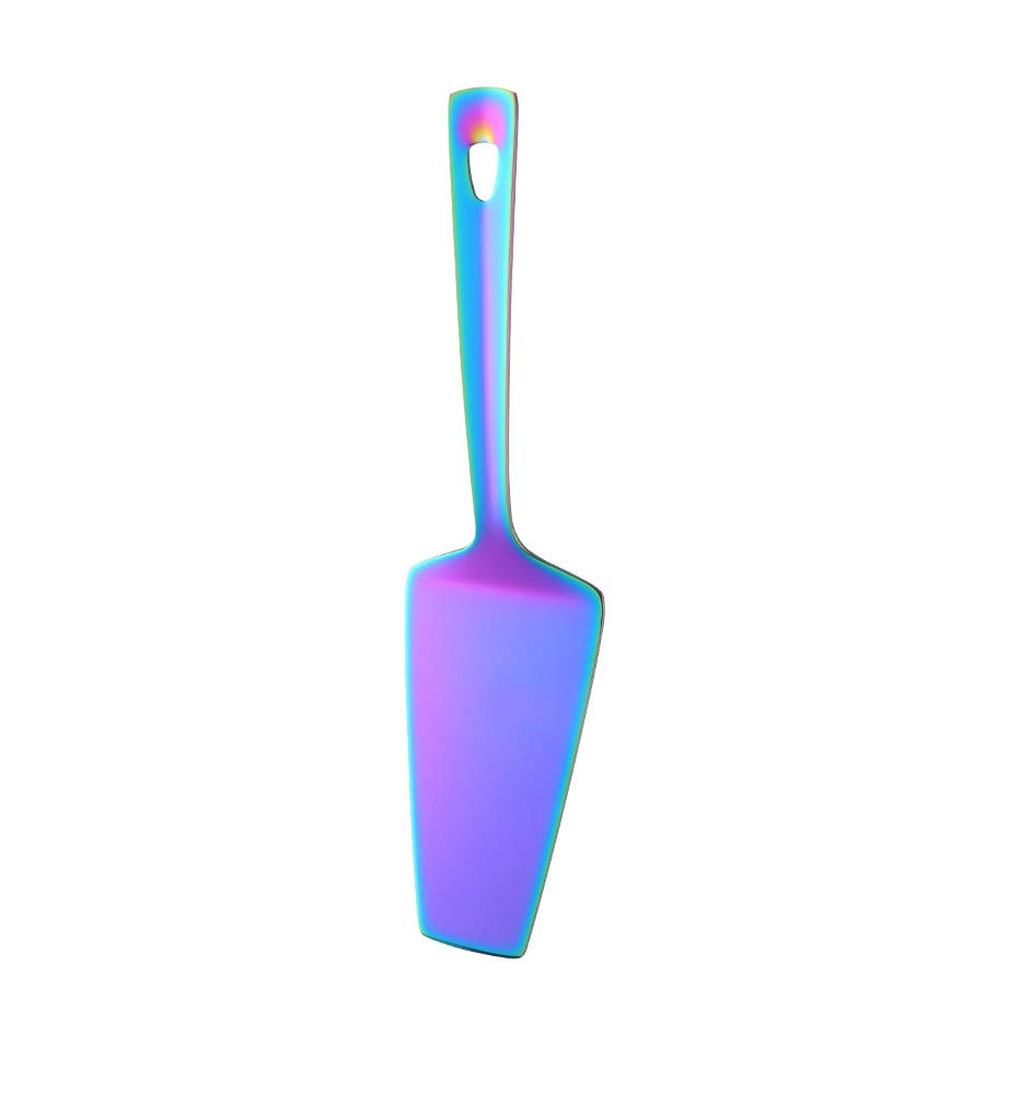 Cake Server, BuyGo Rainbow Pie Server Stainless Steel Pizza Spatula with Mirror Polish, 10.31 inches Long