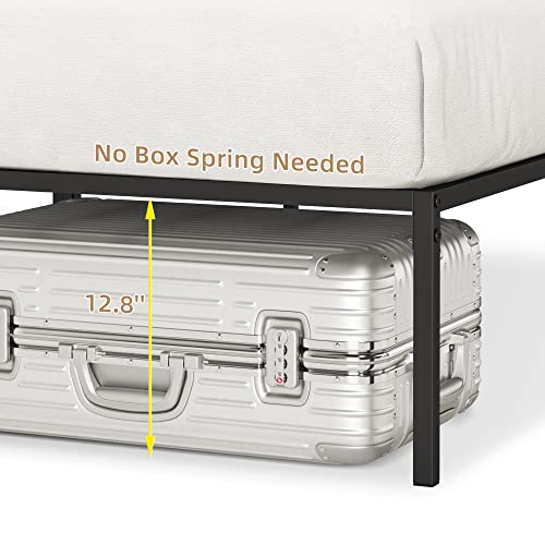 IDEALHOUSE King Metal Platform Bed Frame with Sturdy Steel Bed Slats Mattress Foundation No Box Spring Needed Large Storage Space Easy to Assemble Non-Shaking and Non-Noise Black