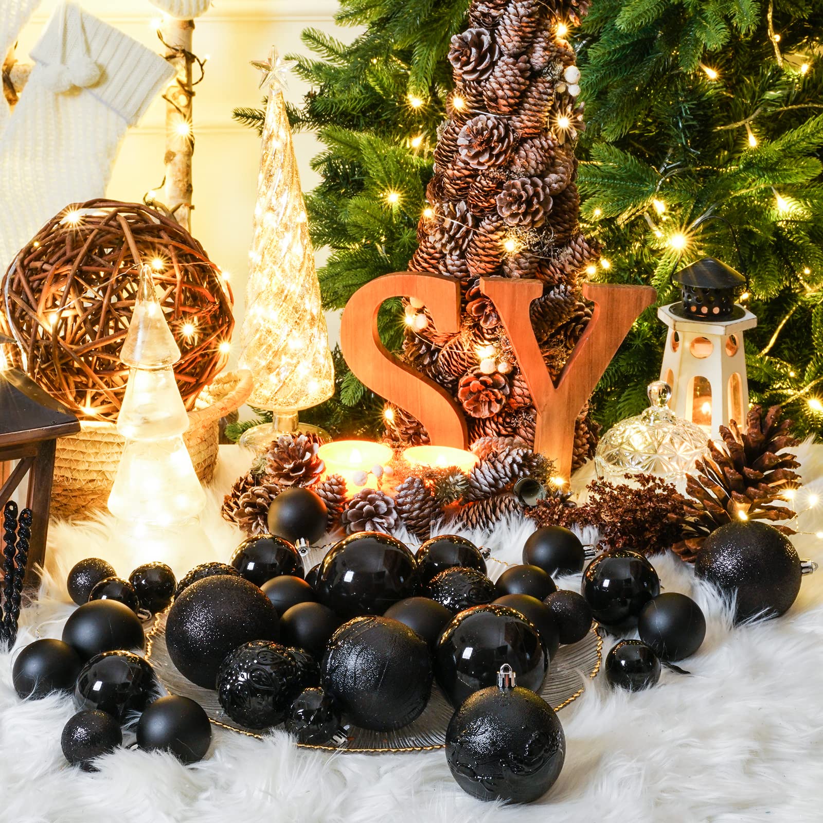 Christmas Ball Ornaments for Christmas Decorations - 45 Pieces Xmas Tree Shatterproof Ornaments with Hanging Loop for Holiday and Party Decoration