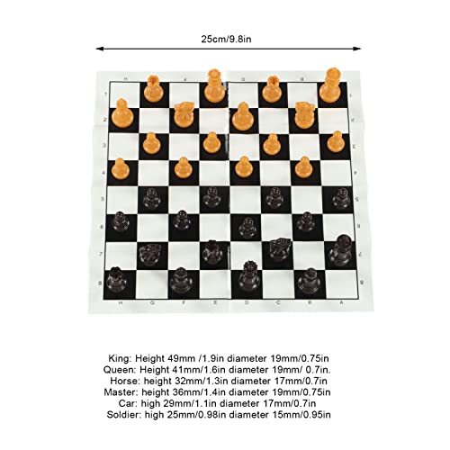 International Plastic Chess Set,Chess Set with 25CM Plastic Film Chessboard and Storage Bag PS International Chess for Adults Kids (Brown)