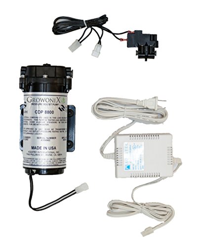 GROWONIX BP-1530-1/4" Booster Pump, Up To 720GPD Gallons Per Day @ 1:1 Ratio, RO Pump for the EX200, GX150, GX200, EX400 Reverse Osmosis Systems, 80 PSI, High Pressure Cutoff, Adjustable