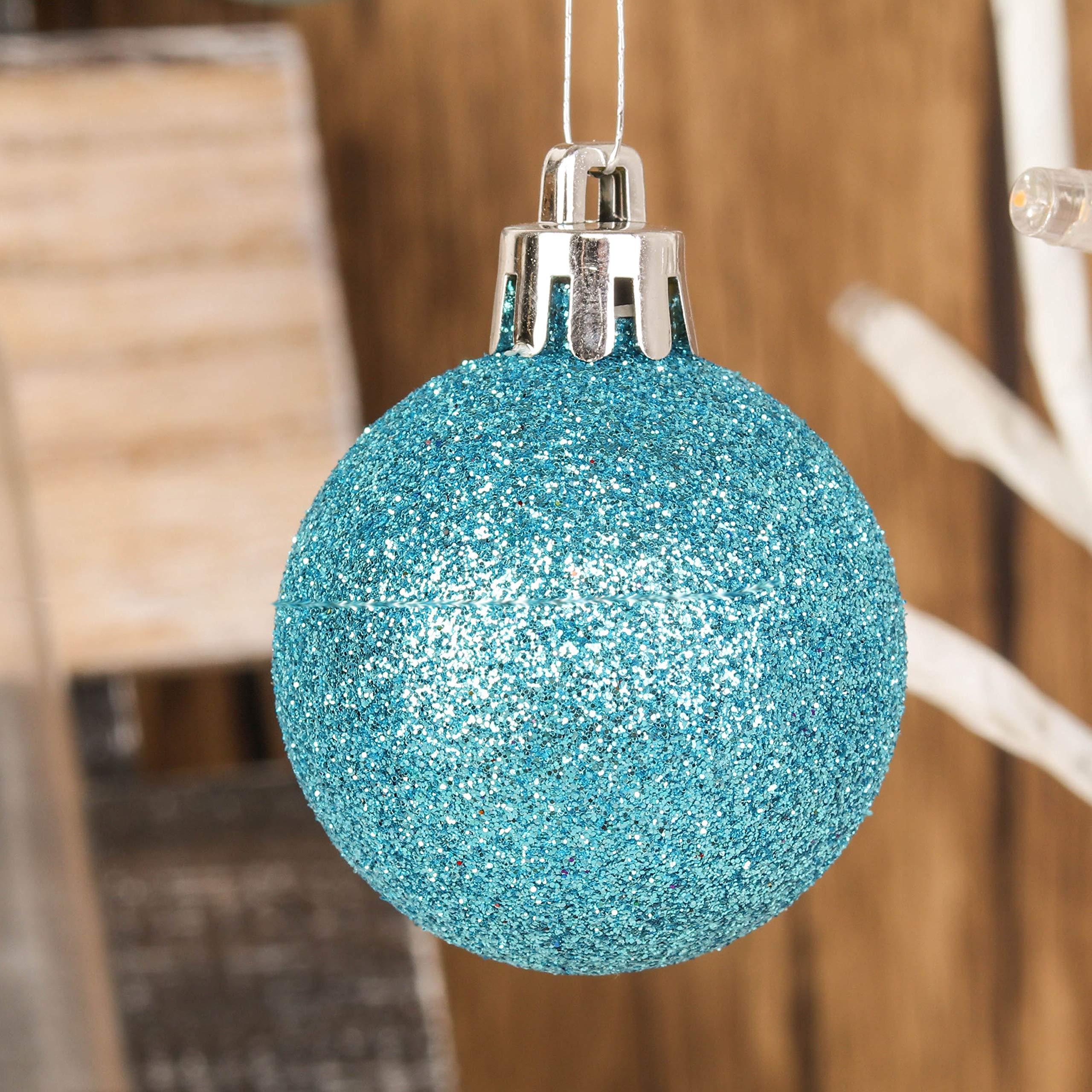 Christmas Balls, 24pcs 1.57" Small Size Christmas Tree Ornaments Hanging Christmas Home Decorations for Home House Bar Party(Blue)