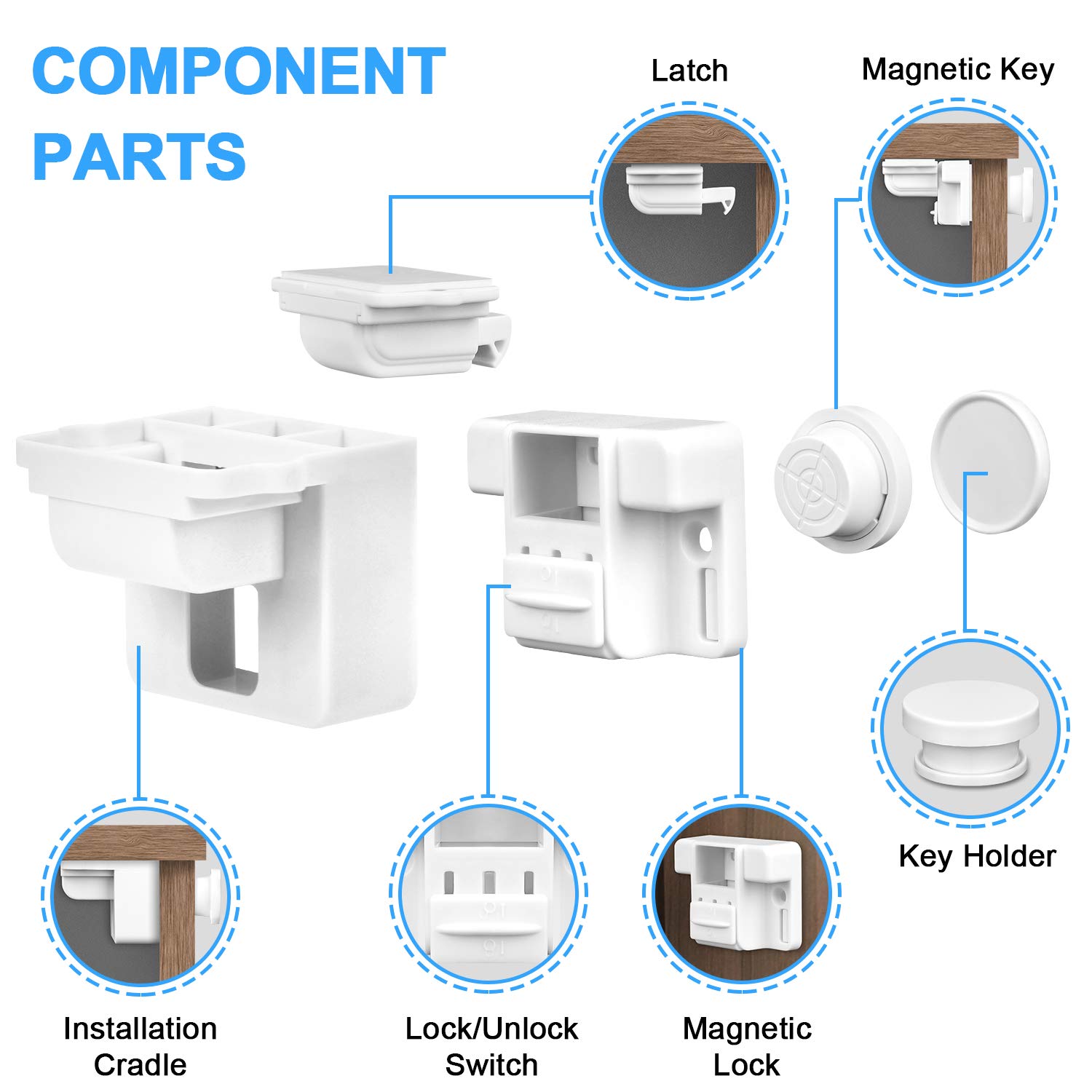 Cabinet Locks for Babies (12 Locks + 3 Keys) Double Key Design Child Locks for Cabinets with Extra Tape & Spare Screws Invisible Magnetic Cabinet Locks for Cabinets, Drawers, Cupboards