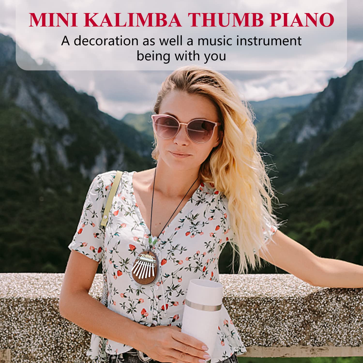Mini Kalimba 8 Keys Thumb Portable Piano Portable Marimba Musical Thumb Piano with Lanyard, Valentines Gift for Kids Adults Beginners(Mini Kalimba)