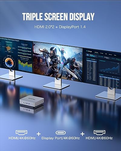 GMKtec Mini Gaming PC AMD Ryzen 5 5600U(6C/12T, 4.2 GHz), Mini Gaming Computer 16GB DDR4 512GB M.2 SSD Windows 11 Pro Desktop Computer, Mini Computers 4K Triple Displays BT5.2/WiFi 6 2.5G Ethernet