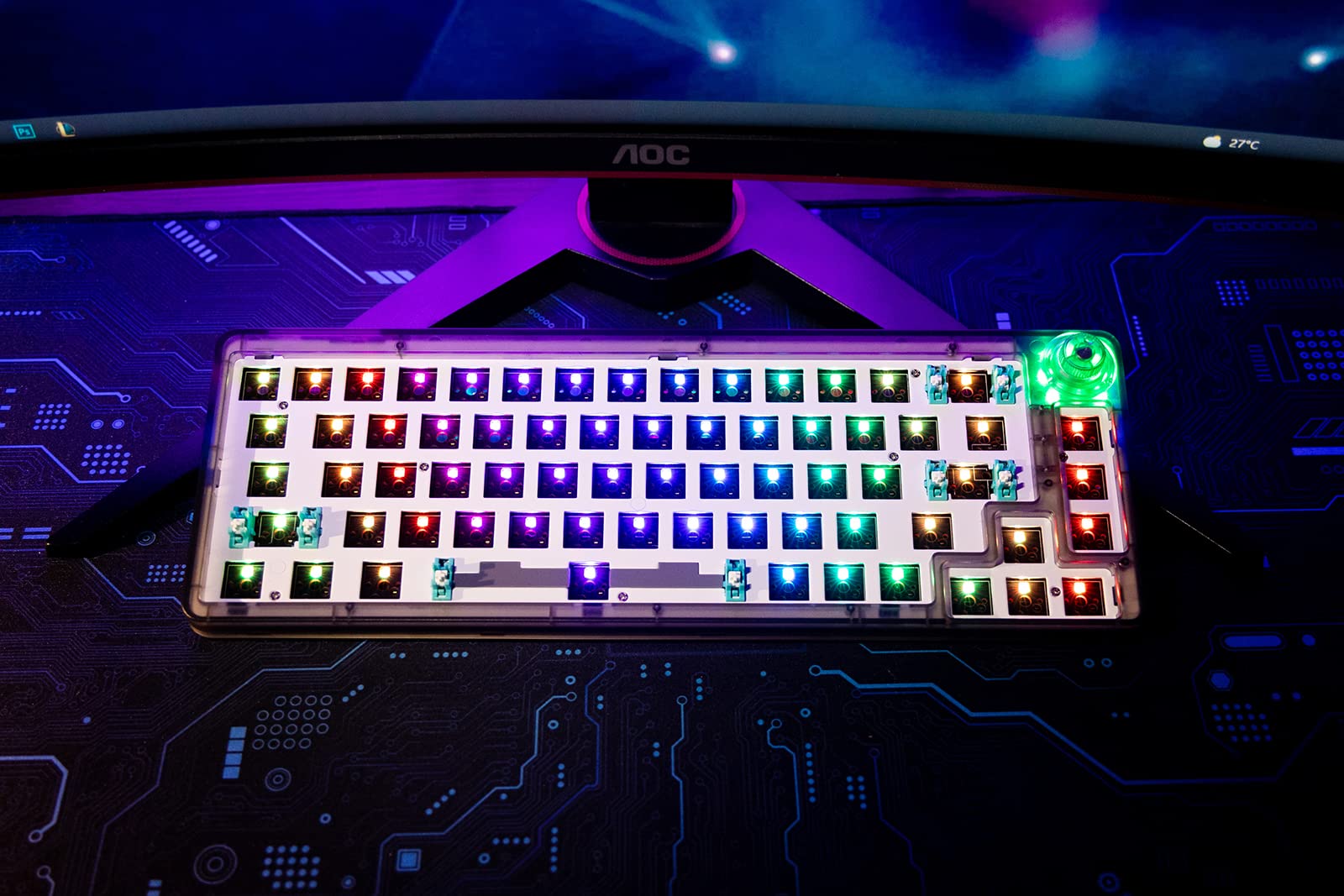 GK GAMAKAY LK67 RGB Modular DIY Mechanical Keyboard, 67 Keys Hot Swap 3pin/5pin Switches, Programmable Triple Mode Bluetooth 5.0/USB-C Wired/2.4GHz Wireless Customized Keyboard Kit (Clear Black)