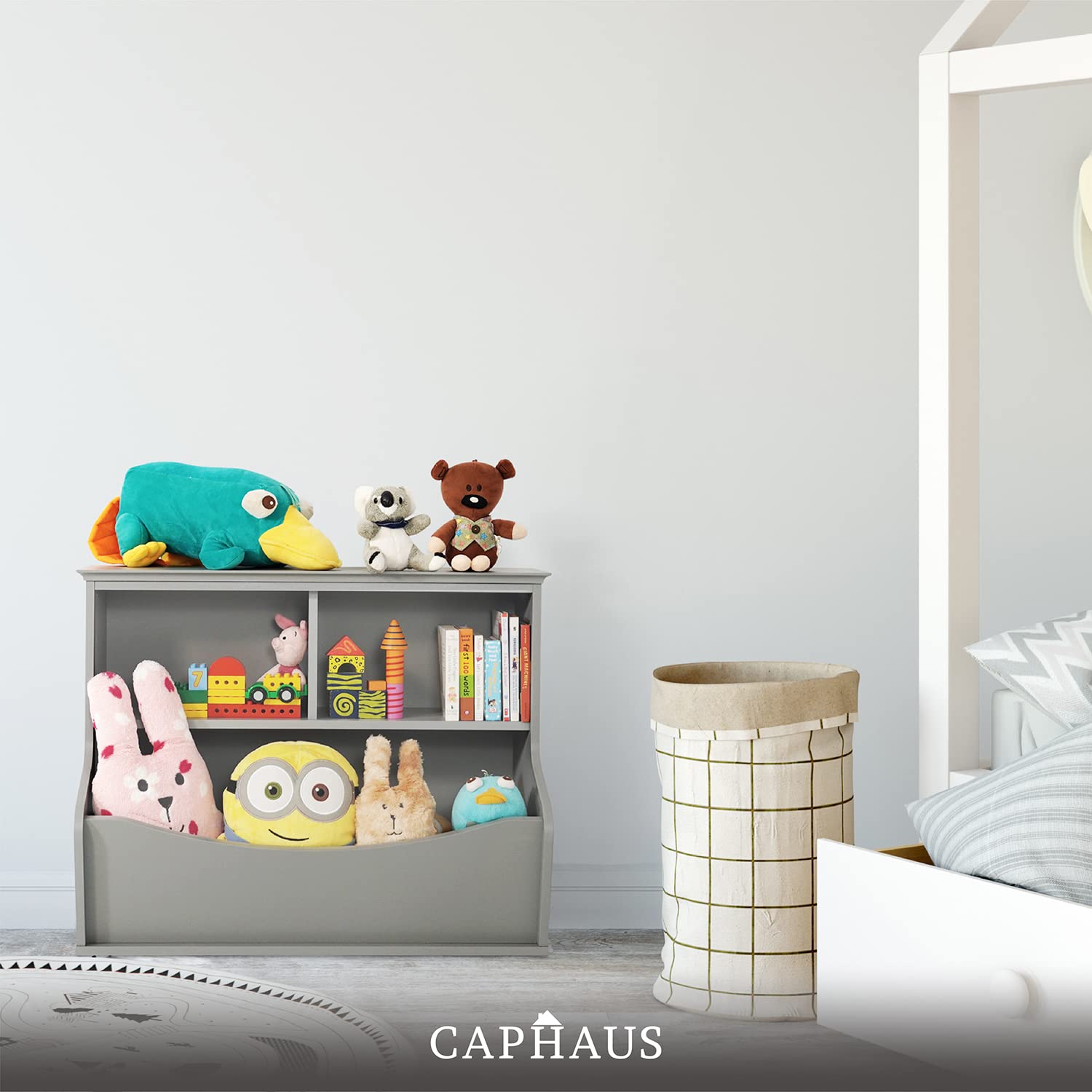 CAPHAUS Kids' Toy Storage Organizer, Open Storage Cubby, Multifunctional Book and Toy Storage Cabinet, Book and Toy Storage Shelf for Nursery, Playroom, Closet, Home Organization Toy Bookcase