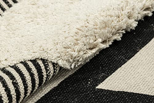 HOMEMONDE Boho Tufted Area Rug 2x4.3 ft Cotton Shaggy Geometric Runner Rugs with Tassels for Kitchen, Bedrooms and Living Room