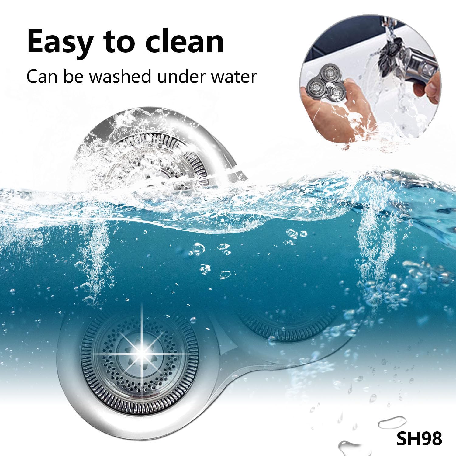 Durimi SH98/70 Replacement Heads for Philips Norelco Shavers Series S9xxx -Upgraded double-layer blade compatible with Shaver 9000