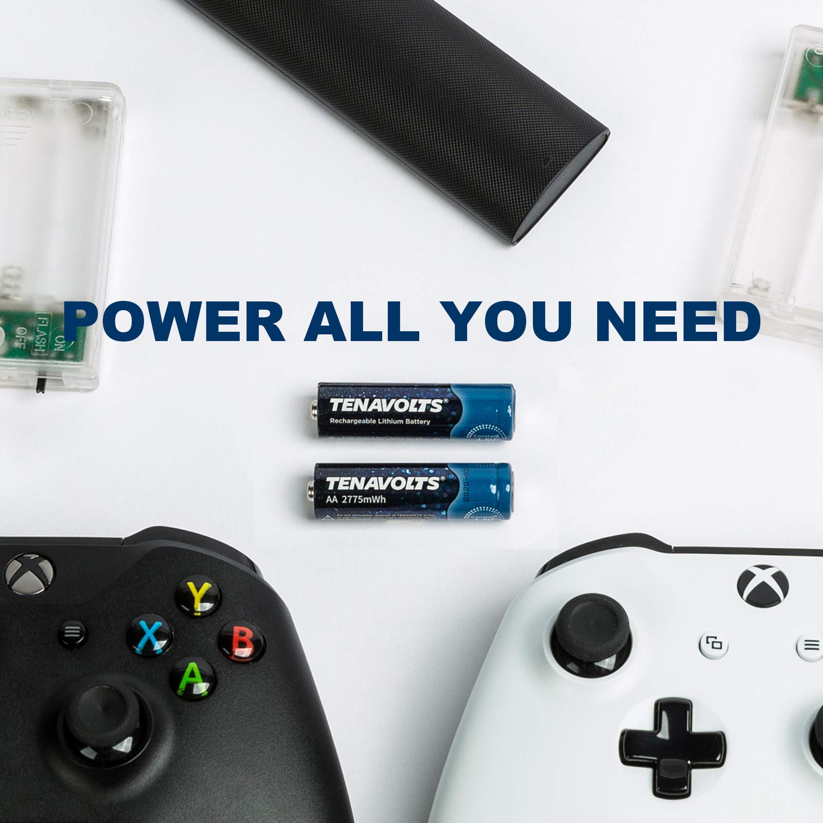 TENAVOLTS 1.5V AA Lithium Rechargeable Battery, 1.8h Fast Charge, USB Charger, Constant Output at 1.5V, 2775 mWh, 4 Count with Charger