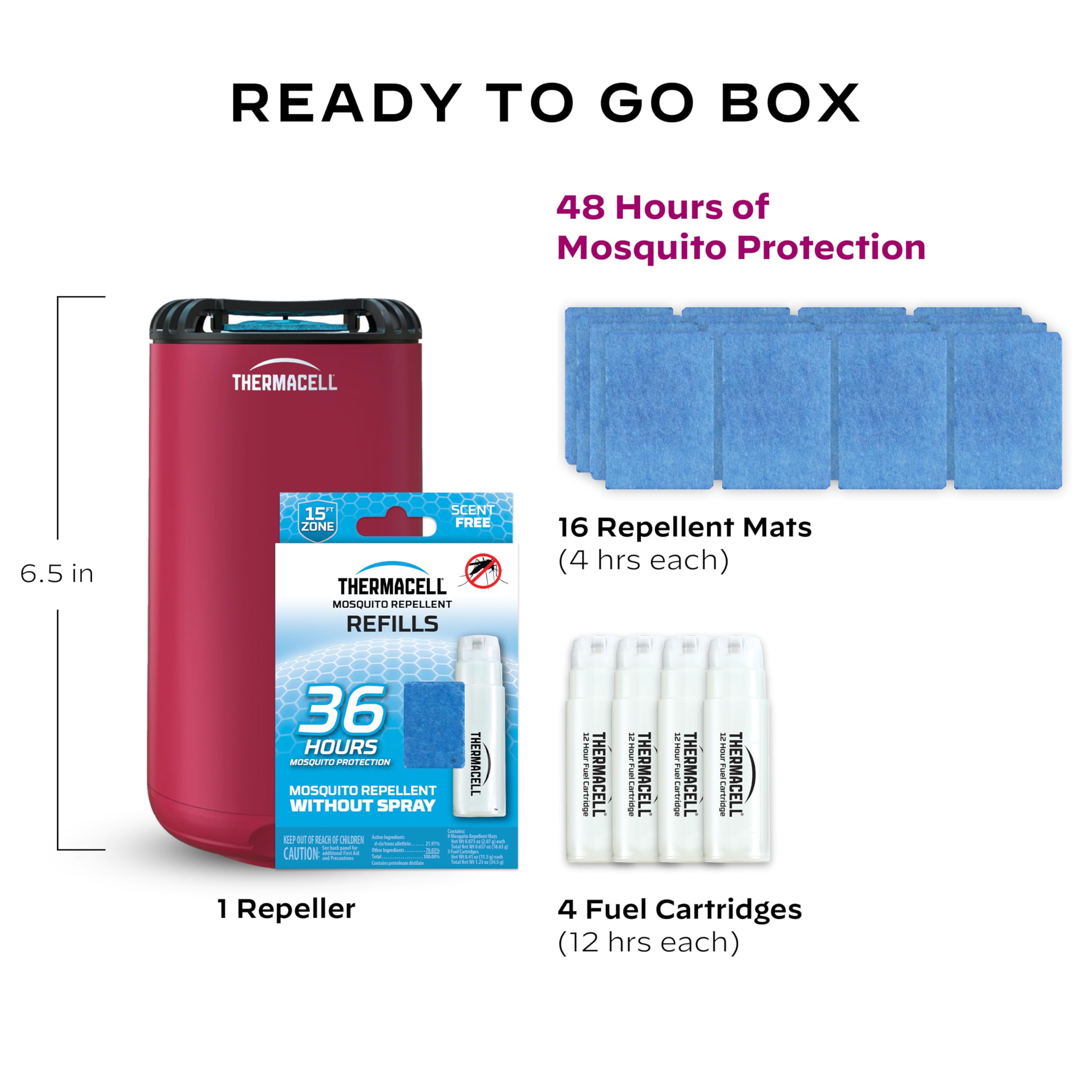 Thermacell Patio Shield Bundle - Mosquito Repeller + 36-Hour Refill Pack; Includes 4 Fuel Cartridges & 12 Repellent Mats for a Total of 48 Hours of Mosquito Repellent for Patio; Bug Spray Alternative