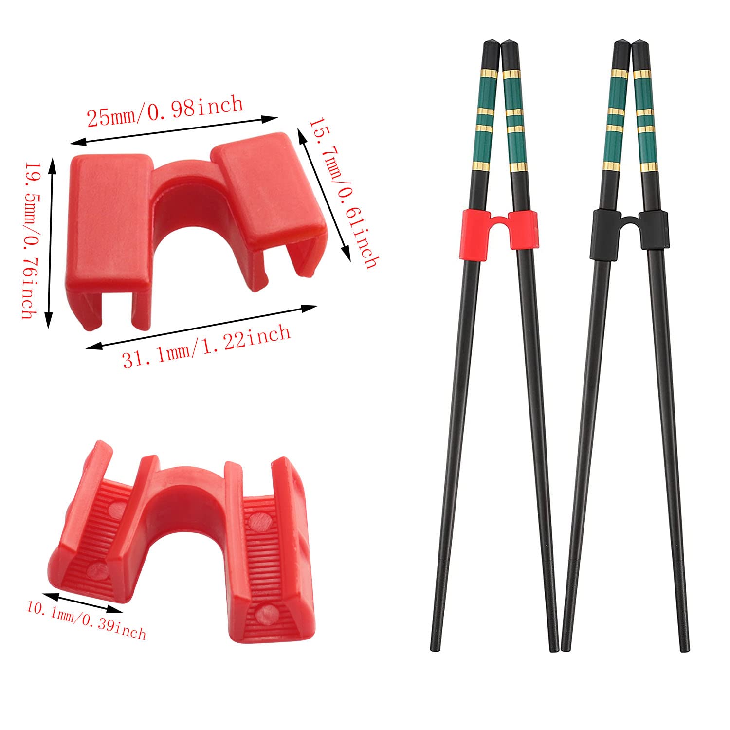 Chopstick Helpers DGBRSM 6pcs Reusable Chopstick Helpers Training Chopsticks Hinges Connector Training Chopsticks for Adults Beginner Trainers, 6 Colors