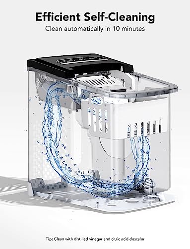 GoveeLife Smart Countertop Ice Makers, Self-Cleaning, Portable Ice Maker Works with Alexa, 9 Cubes Ready in 6min, 26lbs/24H, for Home Kitchen Party Camping, With Ice Scoop Ice Basket Stainless Silver