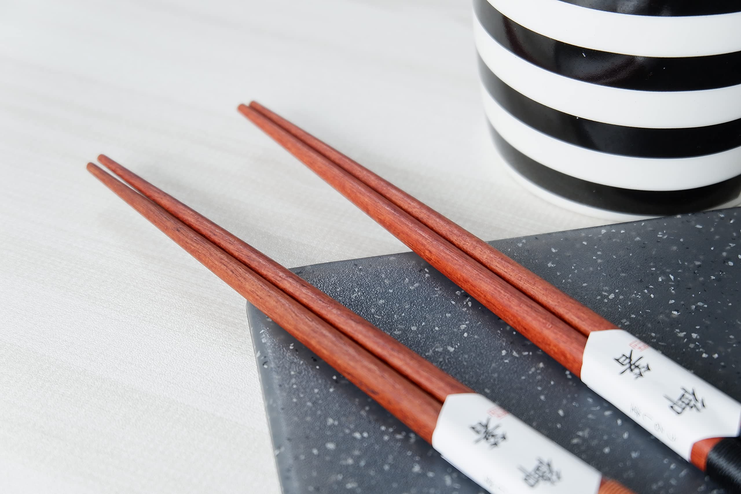 Chopsticks 2 Pairs Reusable Japanese Wooden Chopsticks for Sushi, Noodles as Ramen, Udon, Soba, Pho Dishwasher Safe 9 inches