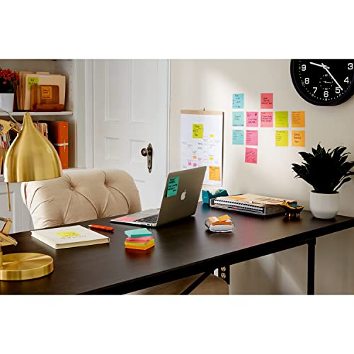 Post-it Super Sticky Notes, 3x3 in, 6 Pads, 2x the Sticking Power, Supernova Neons, Neon Colors, Recyclable (654-6SSMIA)
