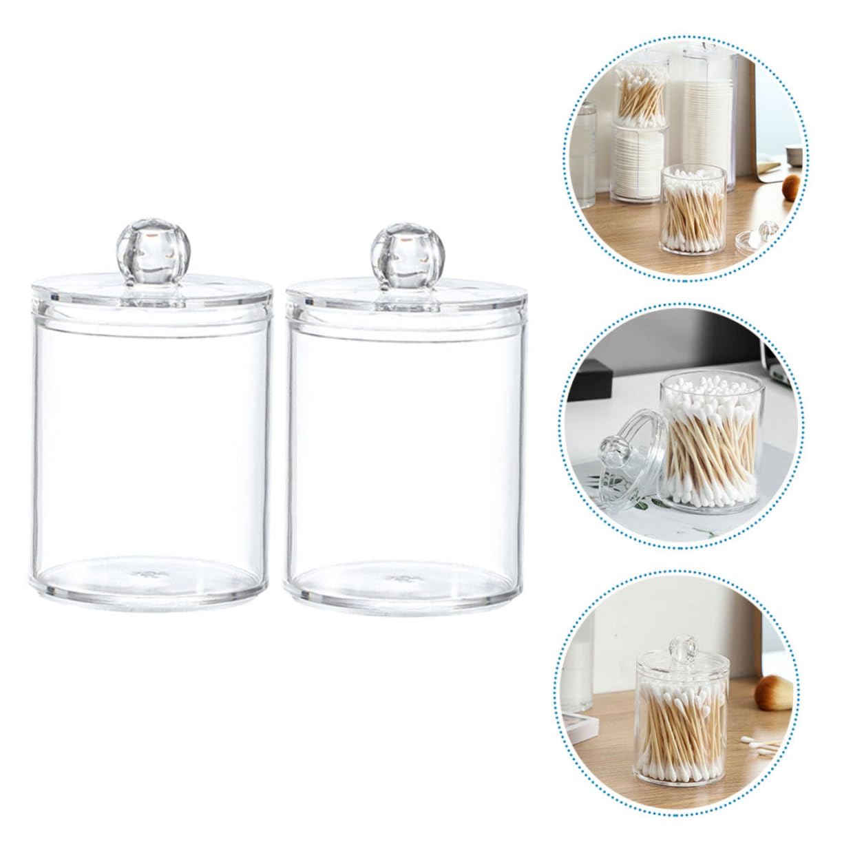 FELTECHELECTR 2pcs Box Cotton Ball Storage Box Glass Storage Jars Cotton Pad Holder Glass Stand Jewelry Organizer Tray Tool Organizer Box And Cotton Holder Set Multipurpose Cosmetic Organizer