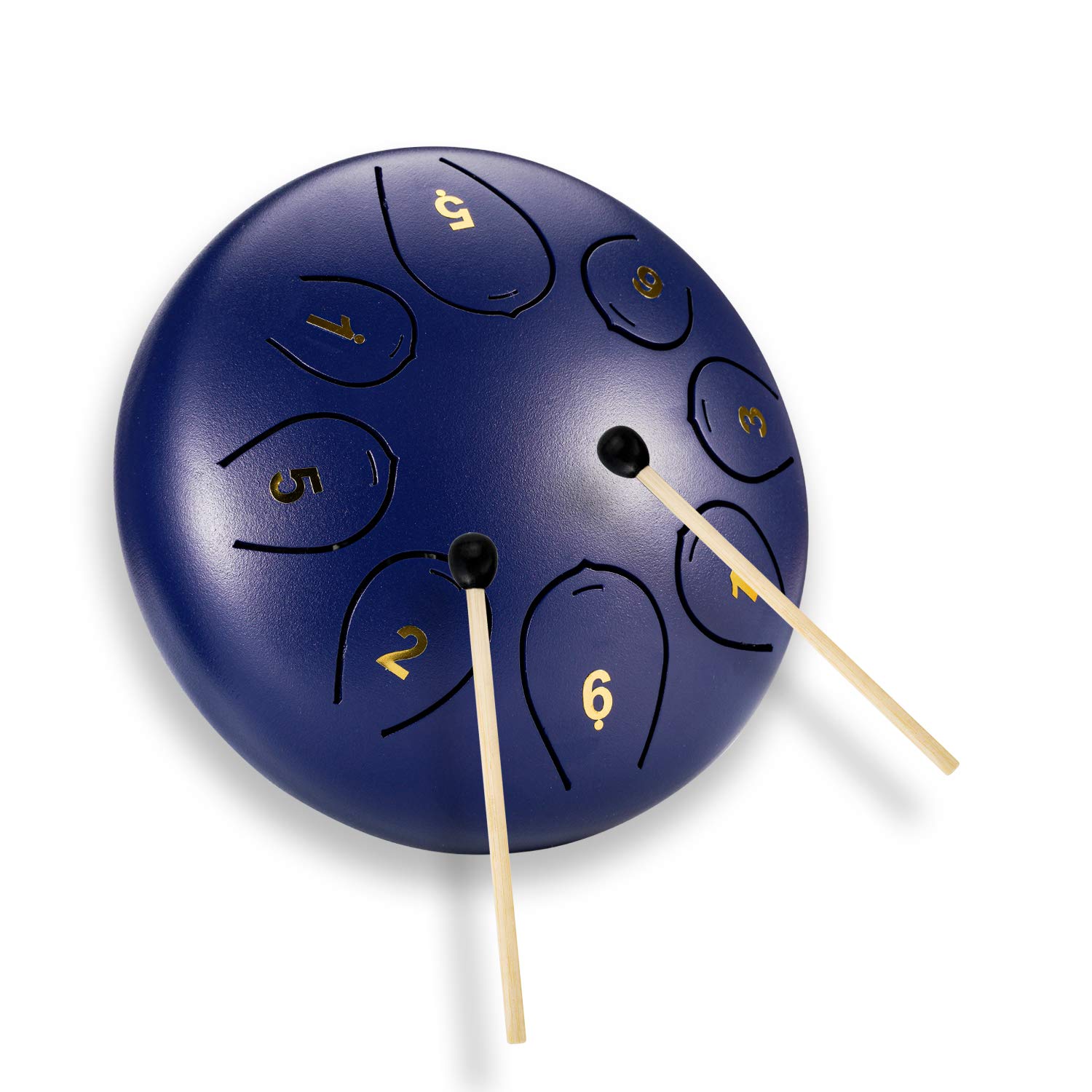 Steel Tongue Drum 6 Inch 8 Note Percussion Instrument Lotus Hand Pan Drum with Drum Mallets Carry Bag, musical education, gifts, mental rehabilitation and yoga meditation (Blue)