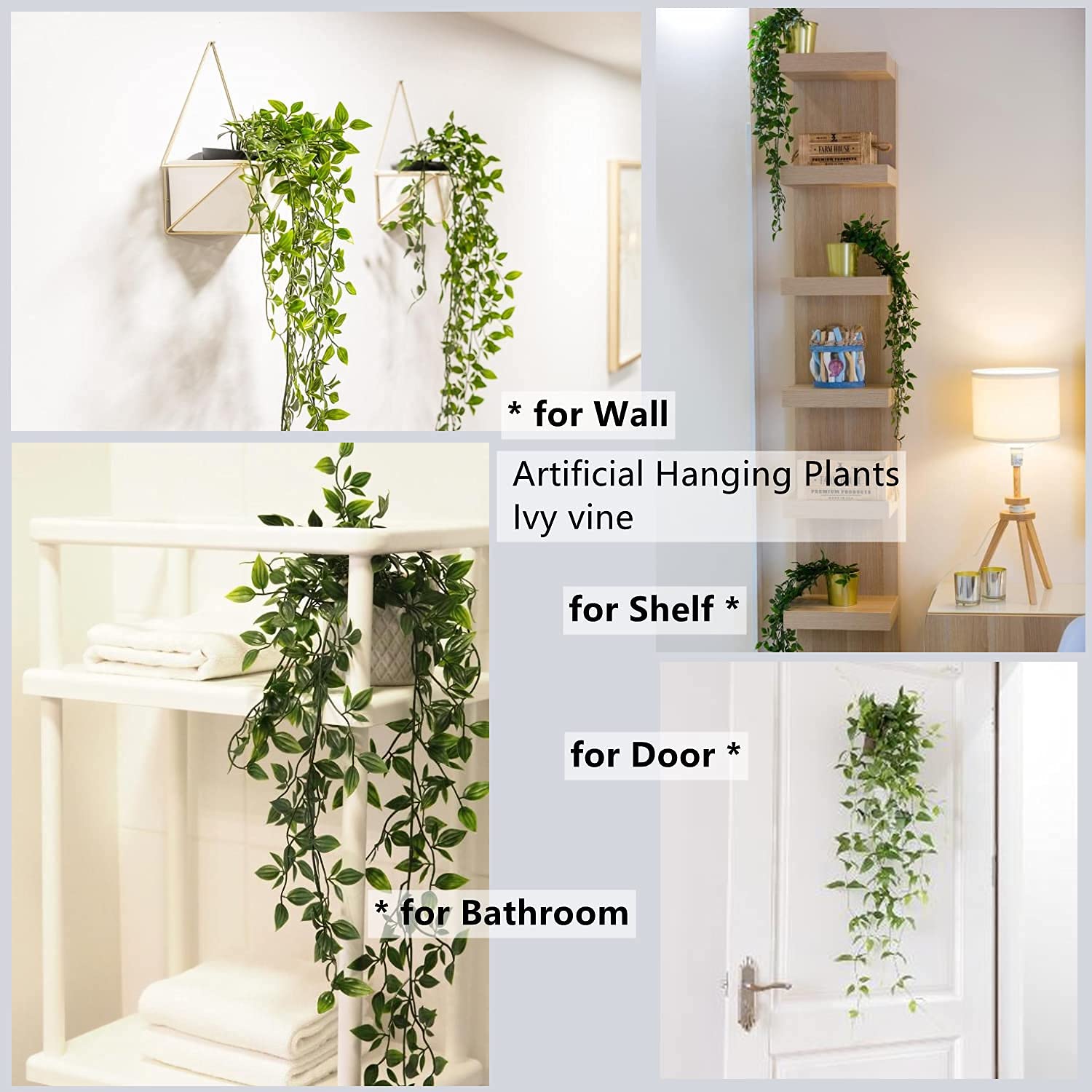 Mizii Artificial Hanging Plants,2 Pack 3ft Ivy Vine Fake Leaves Green Chain for Indoor Outdoor Wall Shelf Home Room Balcony Garden Wedding Decor