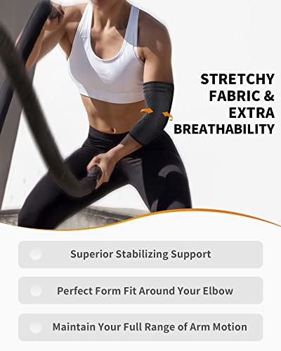 CAMBIVO 2 Pack Elbow Brace for Tendonitis, Tennis Elbow Compression Support Sleeve for Golfers Elbow Pain Relief, Arthritis, Bursitis, Workout, Weightlifting