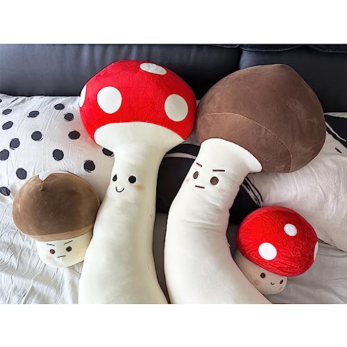 Hofun4U Mushroom Plush Toy, 9 inch Mushroom Shaped Plush Pillow, Smile Mushroom Stuffed Plush, Sofa Car Bed Office Home Decor Kids Adults Birthday Gift (RED)
