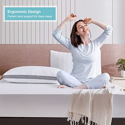 Meoflaw Cooling Pillows Standard Size Set of 2,Shredded Memory Foam Bed Pillows for Sleeping,Standard Pillows for Back & Side Sleepers,Adjustable 2 Pillows Standard Size with Washable Cover