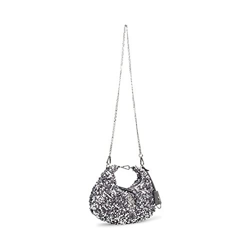 Steve Madden womens Steve Madden BRENDAS Sequin Clutch Crossbody, Silver, One Size US