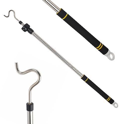 Frebuta Clothes Hanger Reaching Hook Pole Sponge Handle Garment Pole Hook for Hanging Shutters, Closet, Ceiling,Extendable S Hooks with Pole from 32 to 64Inch Multi-Combination Packaging(1)