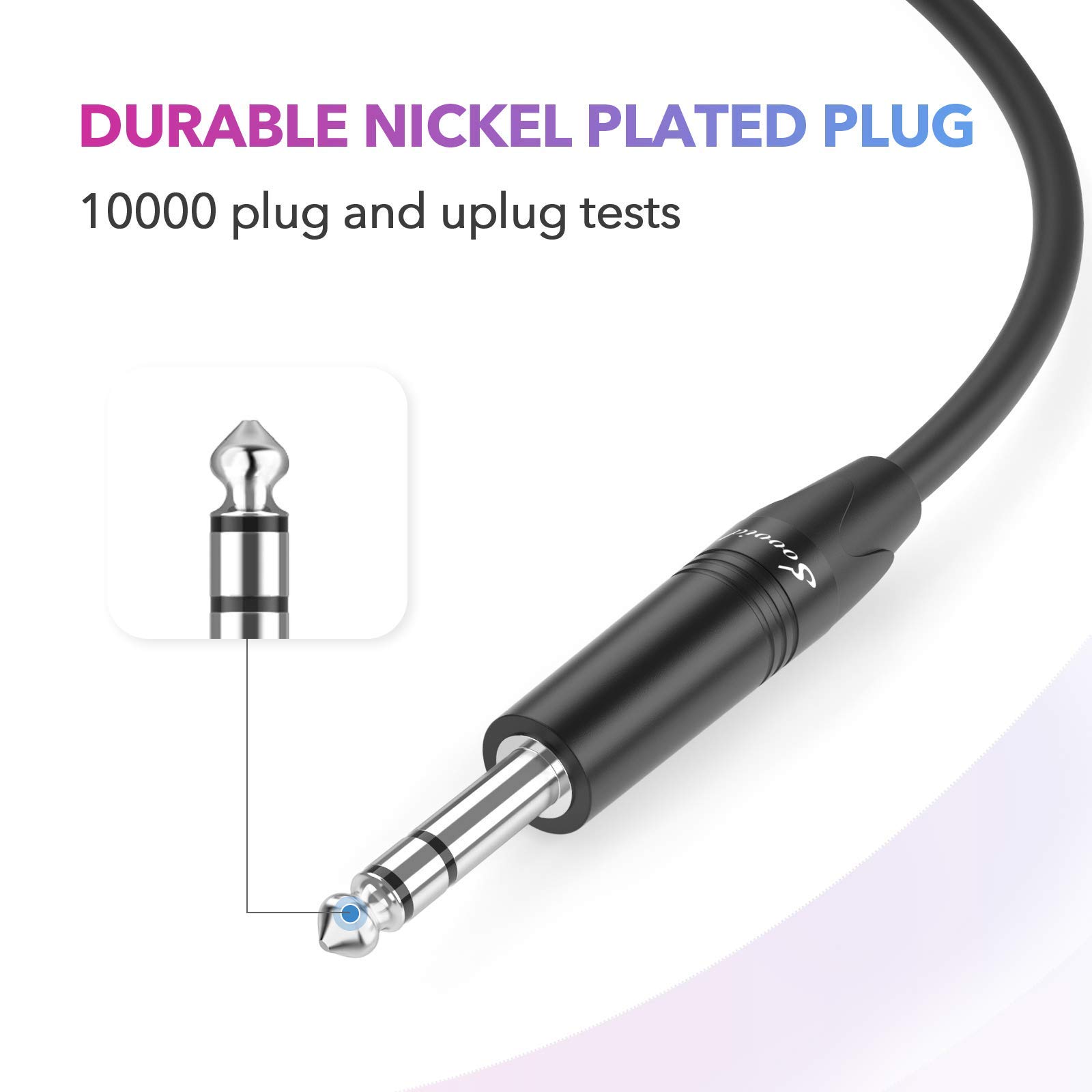 Sovvid Male XLR to 1/4 (6.35mm) TRS Jack Balanced Microphone Cable 6FT, TRS to XLR Male Cable Mic Cord for Dynamic Microphone