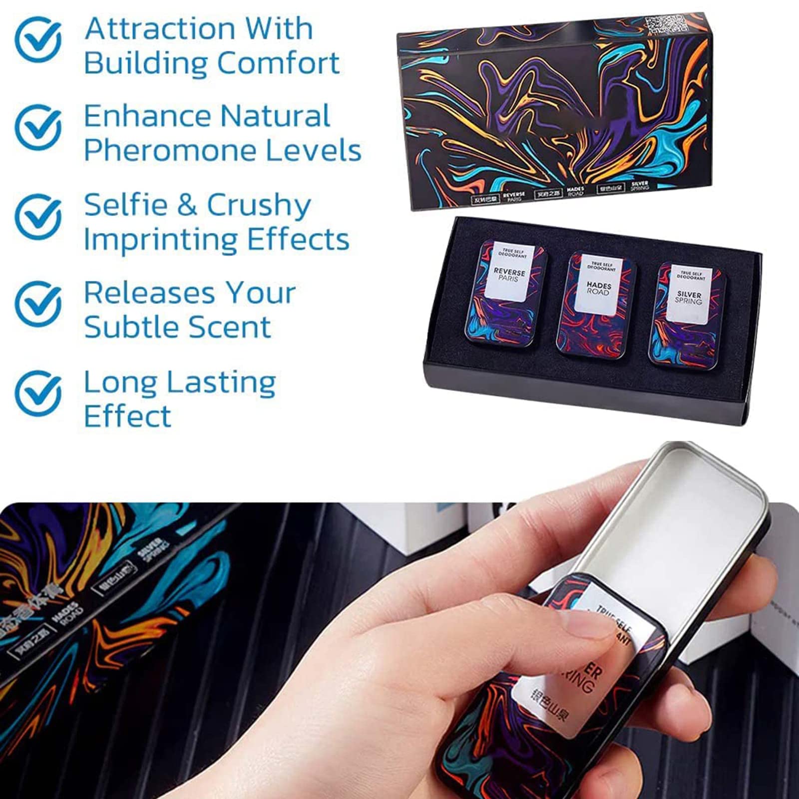 DENGWANG Hommelure Fheromotherapy Solid Perfume Set, Hommelure Solid Perfume Set, Portable Pocket Solid Fragrance Balm (1 Set)