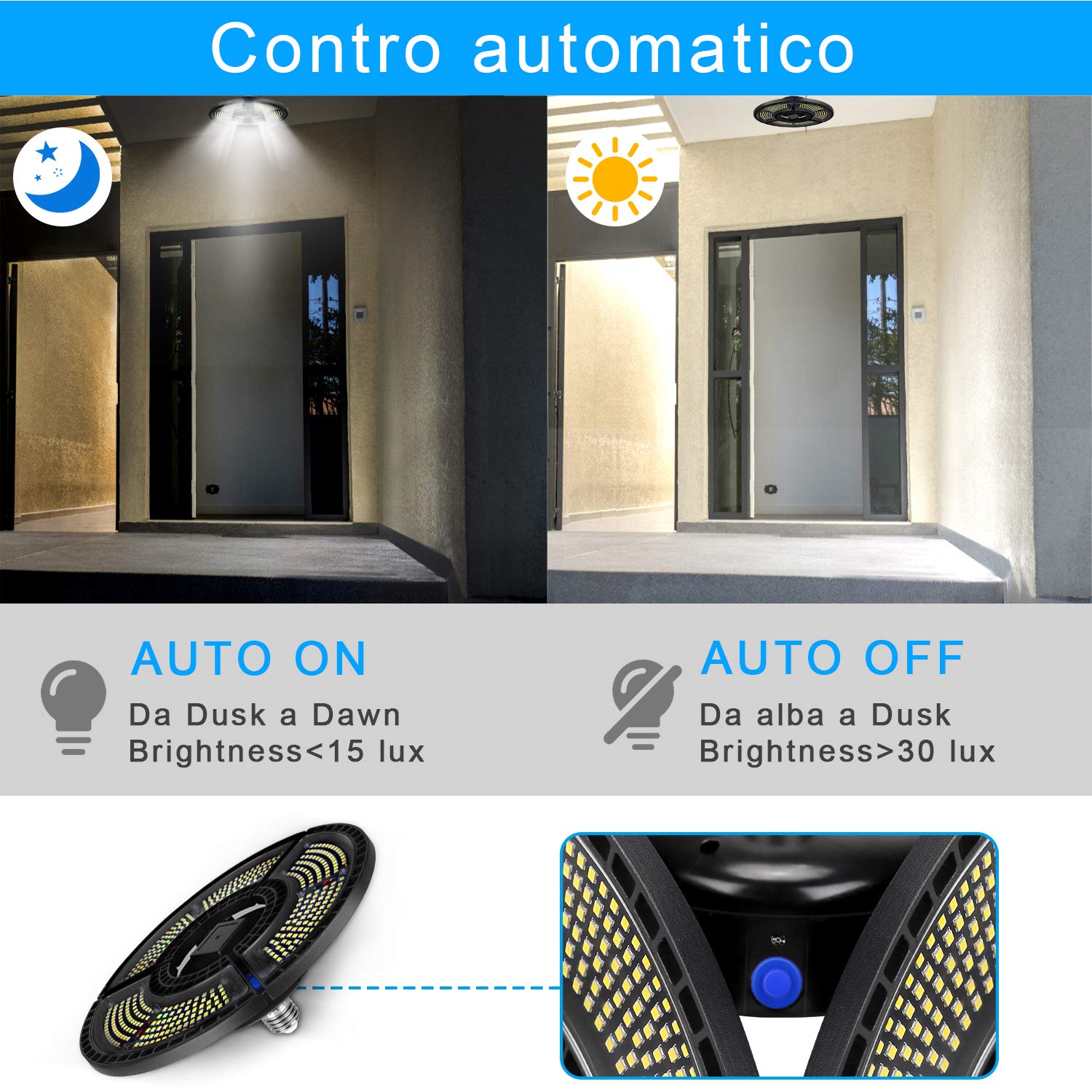 CEGAR LED Garage Lights, 100W Adjustable LED Garage Ceiling Light, 12000Lumens LED Garage Ceiling Light, IP65 Waterproof 6000k Cool Light with High Bright Garage Light for Garage, Warehouse