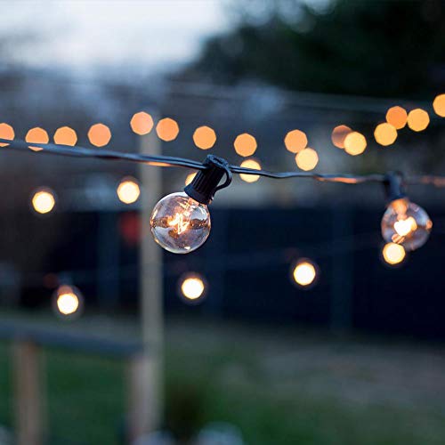 GUDDL Outdoor String Lights 50ft Patio Lights with 55 G40 Bulbs (5 Spare), Connectable Globe String Lights for Party Tents Patio Gazebo Porch Deck Bistro Backyard Balcony Pergola Decor, Black Wire