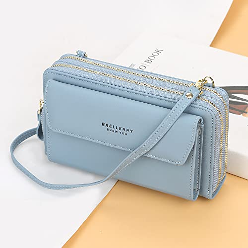 Mn&Sue Small Cellphone Crossbody Shoulder Bag Purses for Women, Lightweight Card Holder Wallet Purse and Handbag (Blue)