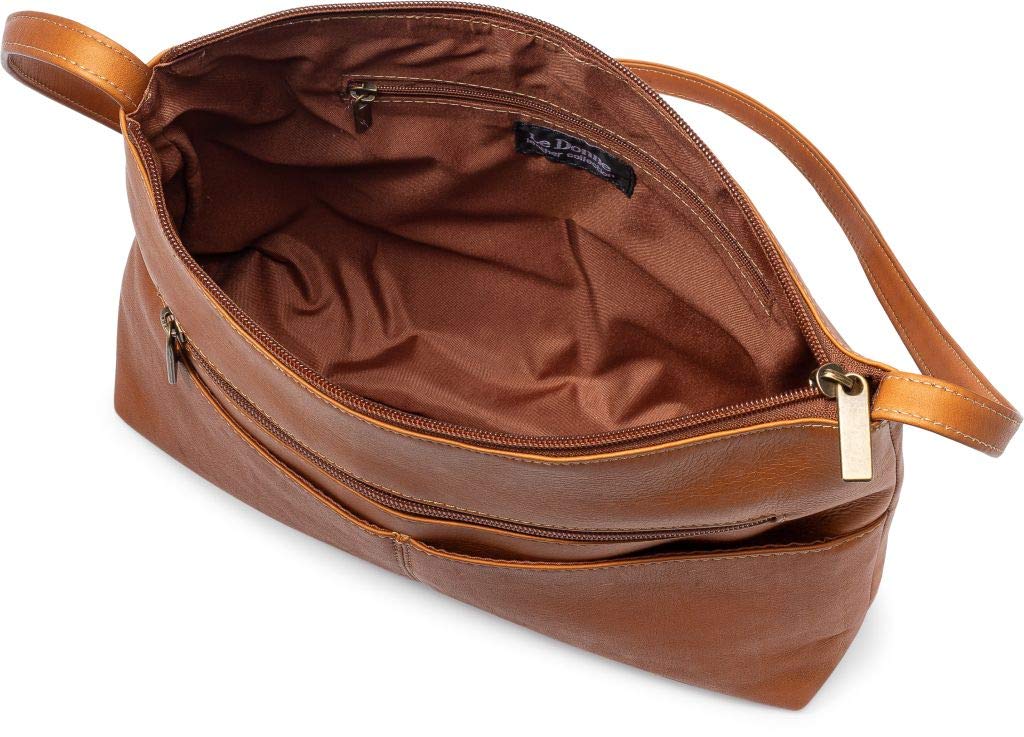 Le Donne Leather Birch Bay Crossbody Leather Women’s Handbag, Premium Colombian Vaquetta Leather, 13” x 10” x 3” (Navy)