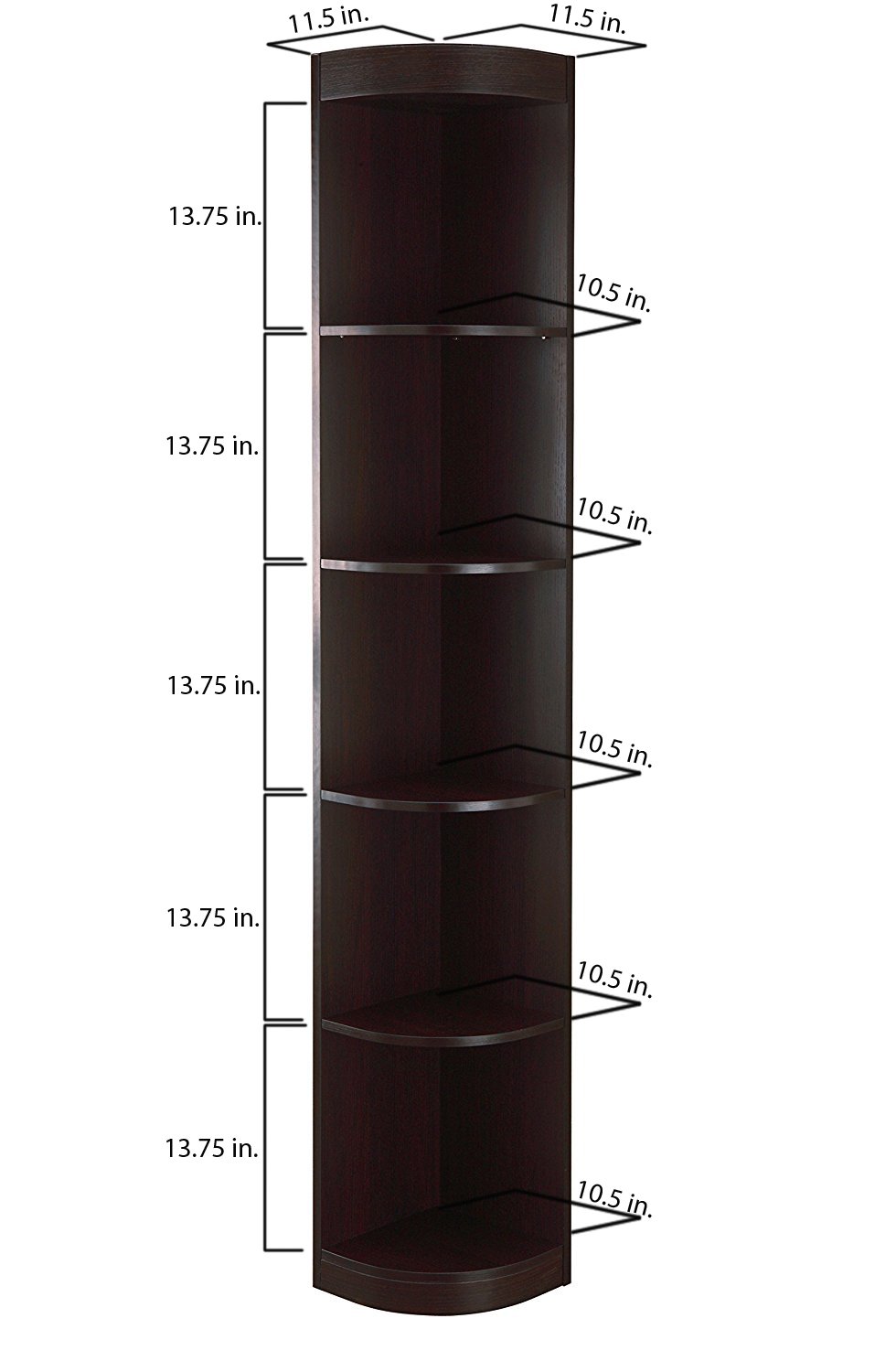 Furniture of America Tango Transitional 5-Shelf Corner Display Stand, Cappuccino