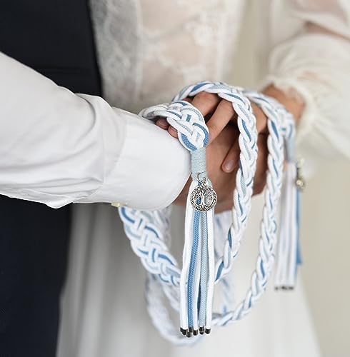 L.I.L.O.U Handfasting Cord for Wedding Ceremony in Natural Cotton Wedding Lasso Handmade Blue
