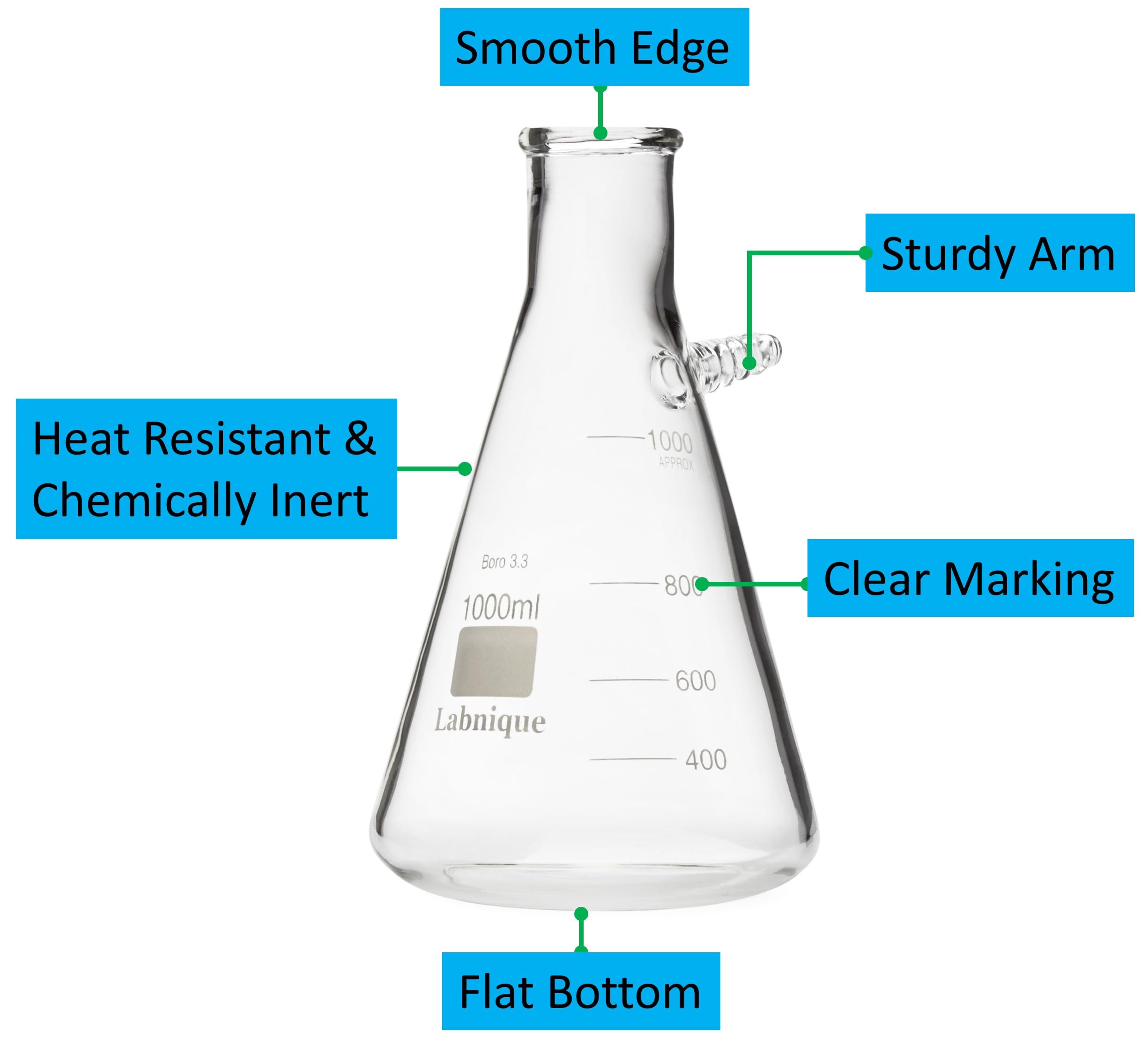 Glass Filtering Flask with Upper Tubulation, 1000ml