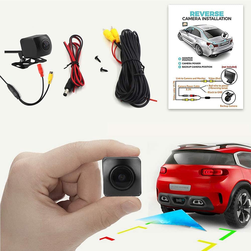 Car Reverse Backup Rear View Camera Mini Parking Camera with HD 170 Degree Fisheye Lens Starlight Night Vision