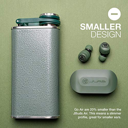 JLab Go Air True Wireless Bluetooth Earbuds + Charging Case - Green - Dual Connect - IP44 Sweat Resistance - Bluetooth 5.0 Connection - 3 EQ Sound Settings Signature, Balanced, Bass Boost