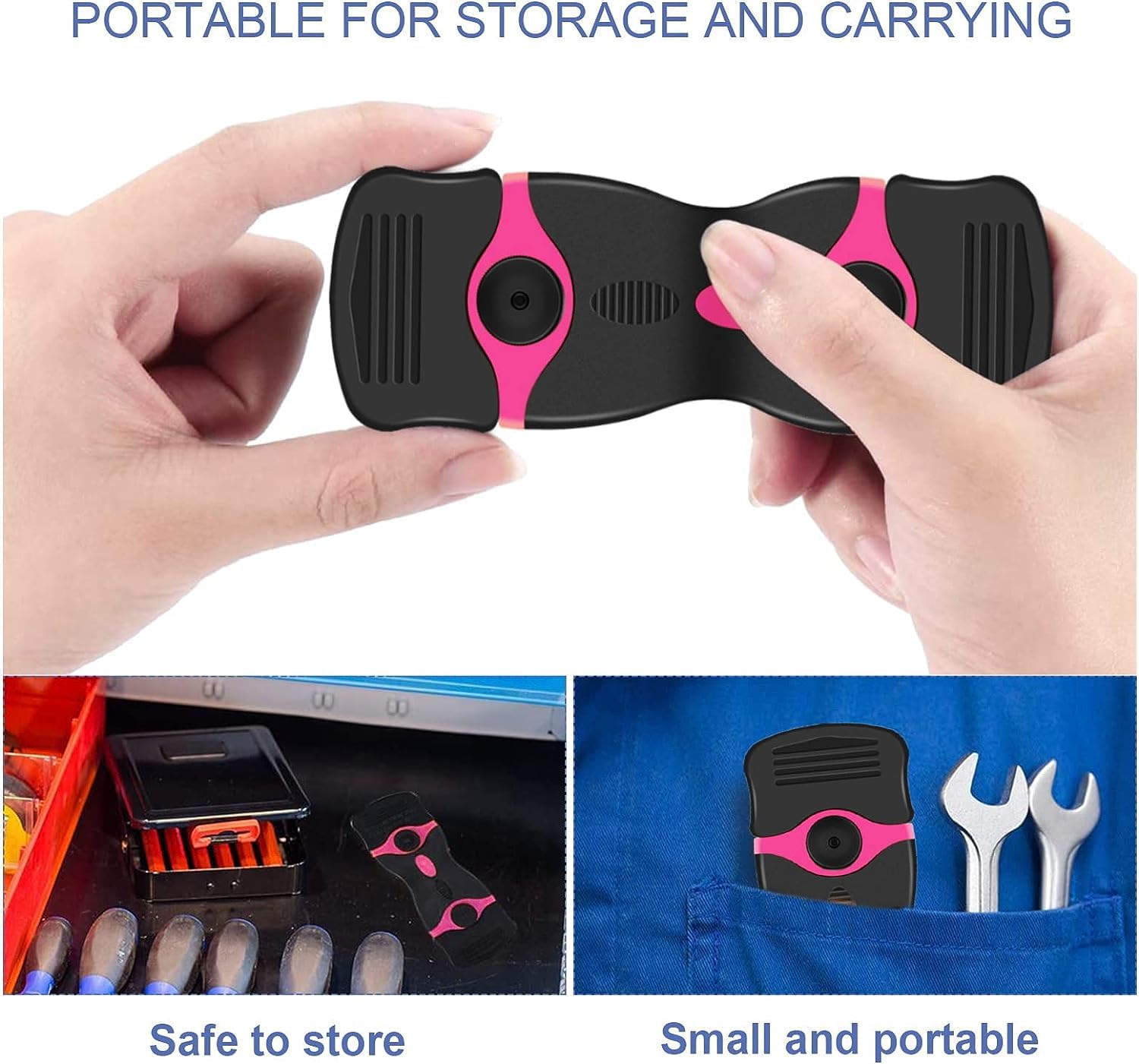 DEKEones Razor Blade Scraper, 2 Pack Double Edged Razor blade Scraper Tool with 30 Pcs Razor Blades, Glass Scraper for Windows, Decals, Tint, Stickers, Labels, Caulk, Adhesive(Pink)