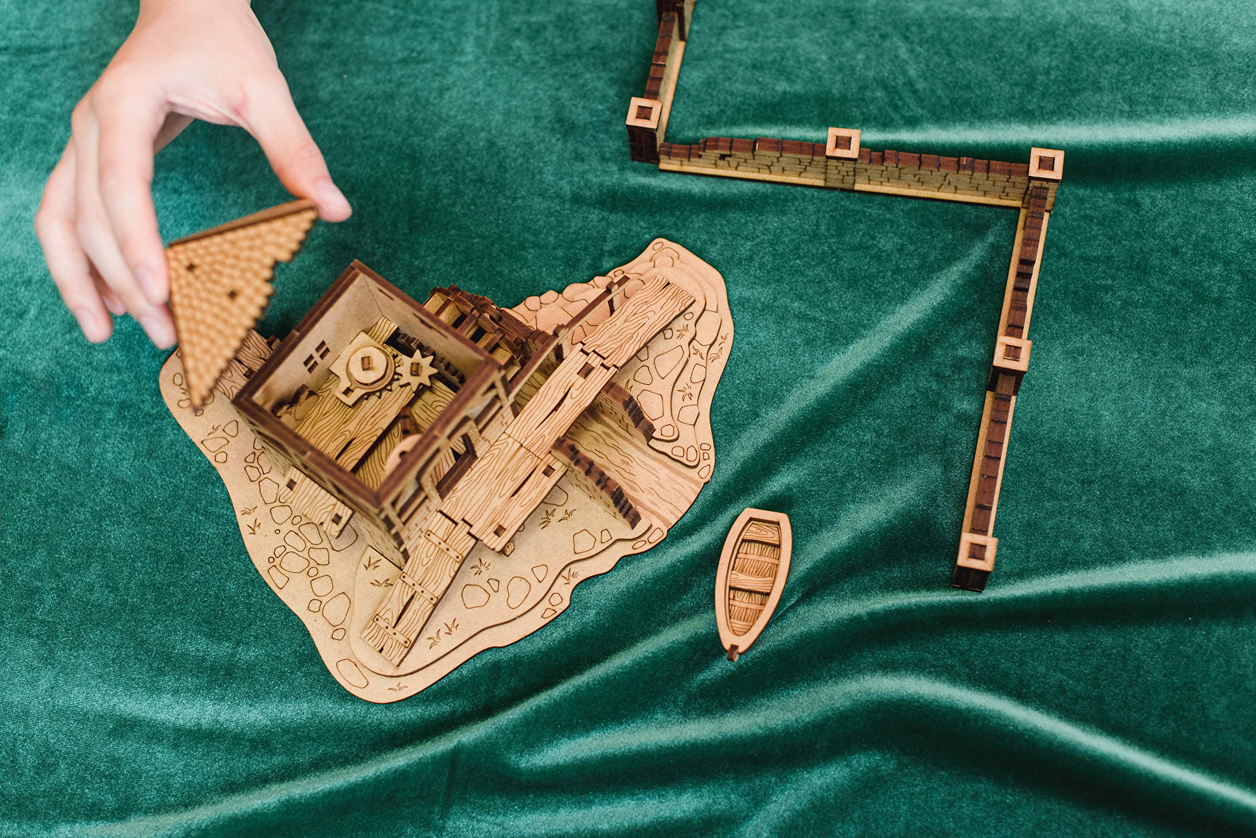 TowerRex Wooden Laser Cut Watermill DND Terrain Buildings - DND Accessories for Dungeons & Dragons, Pathfinder, Warhammer, Tabletop Battle map, Wargaming Terrain, RPG Scenery for 32mm, 28mm miniatures