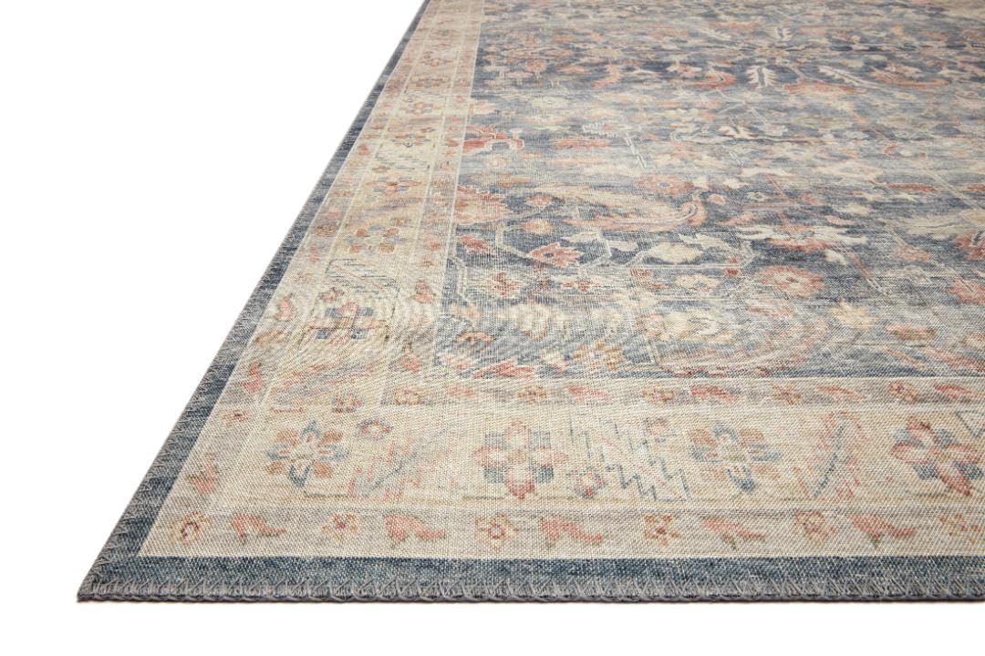 Loloi II Hathaway Collection HTH-02 Denim/Multi 2'-0" x 5'-0", .25" Thick, Accent Rug, Soft, Durable, Printed, Modern, Low Pile, Non-Shedding, Easy Clean, Living Room Rug