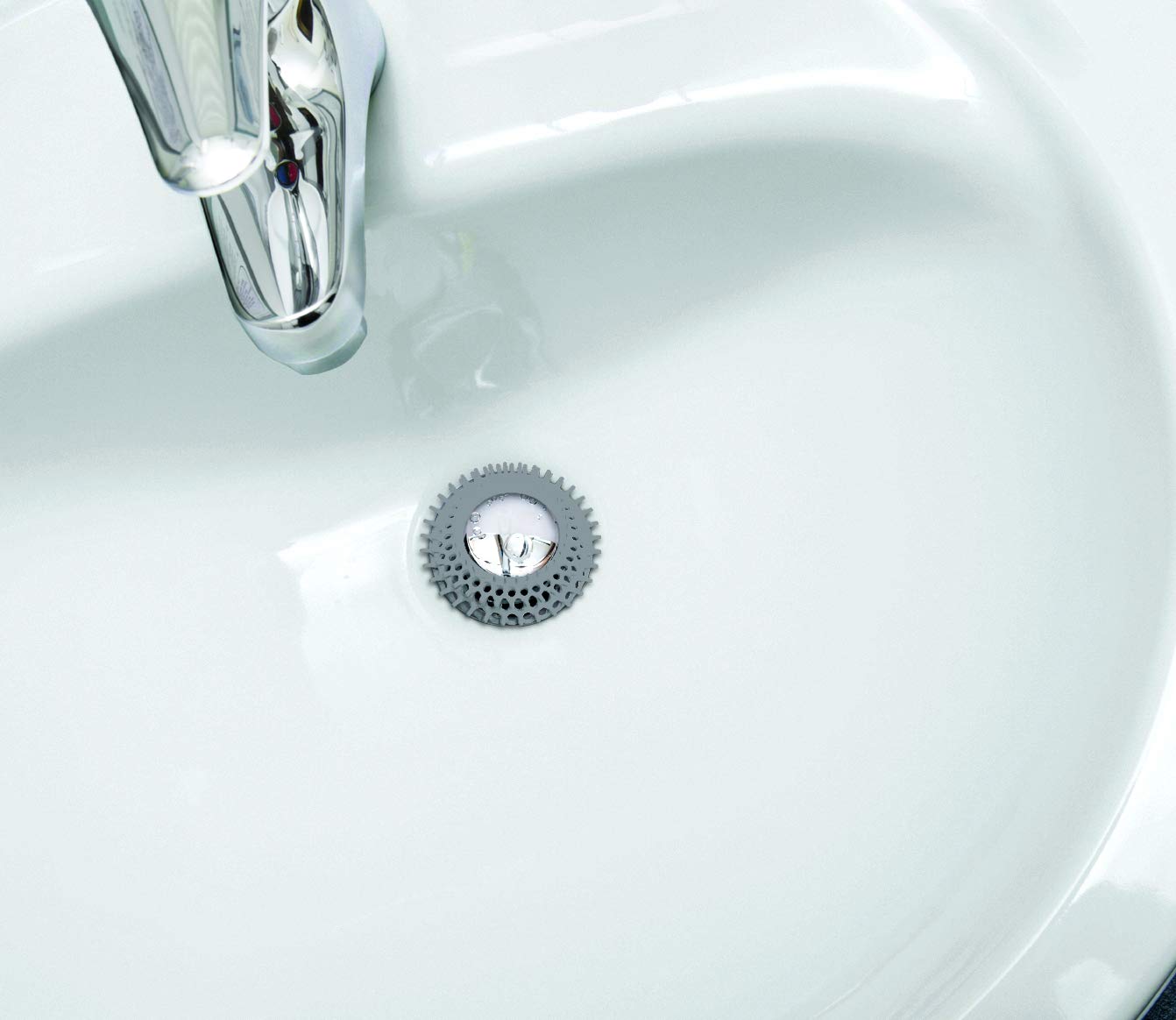 Evriholder Vanity Sink Savers, Drain Cover Hair Catcher for Bathroom, Gray and White, 12 Pack