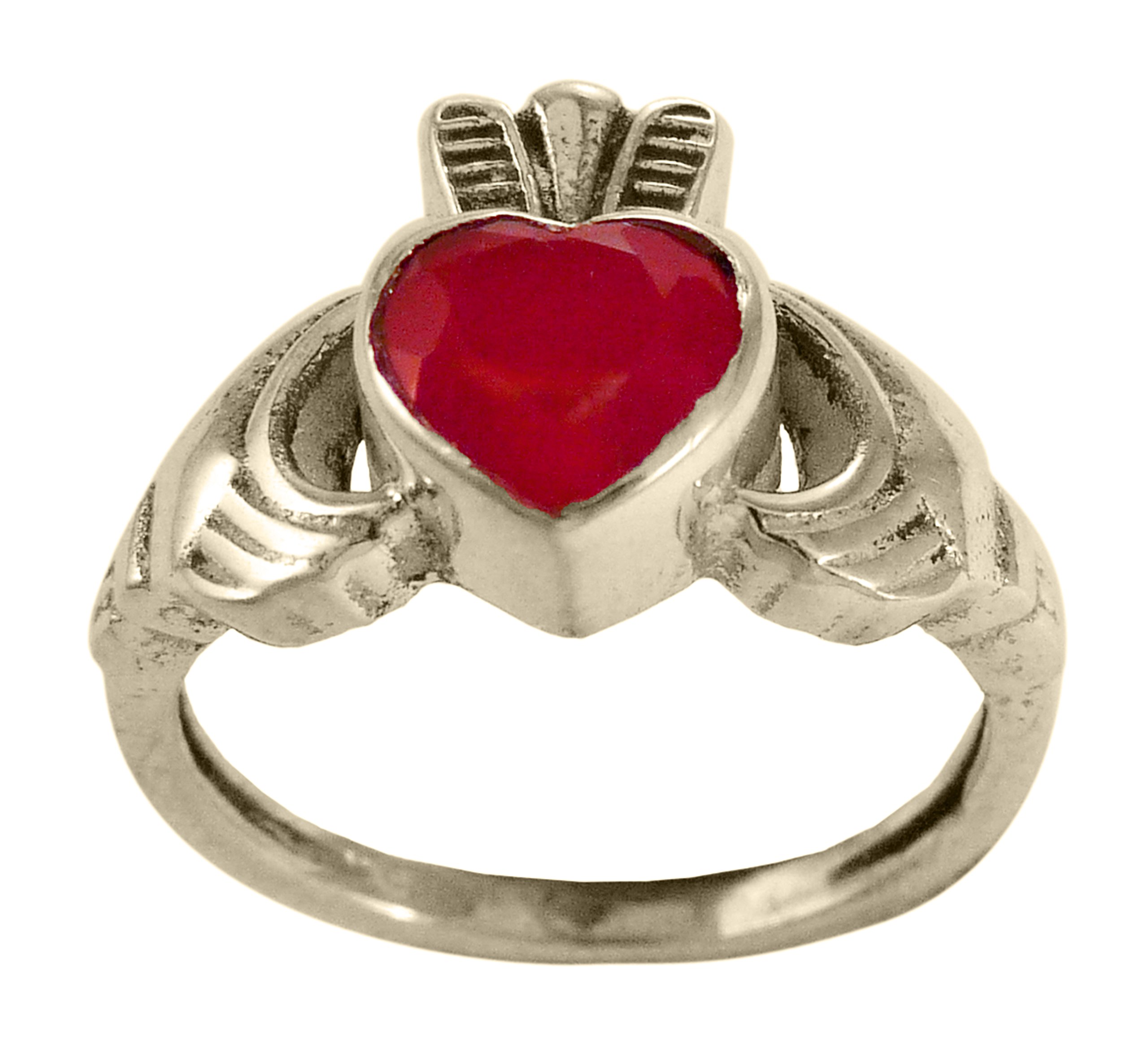 Braja Heart & Hands Claddagh Carnelian (Heat Treated) Sterling Silver Ring (8)