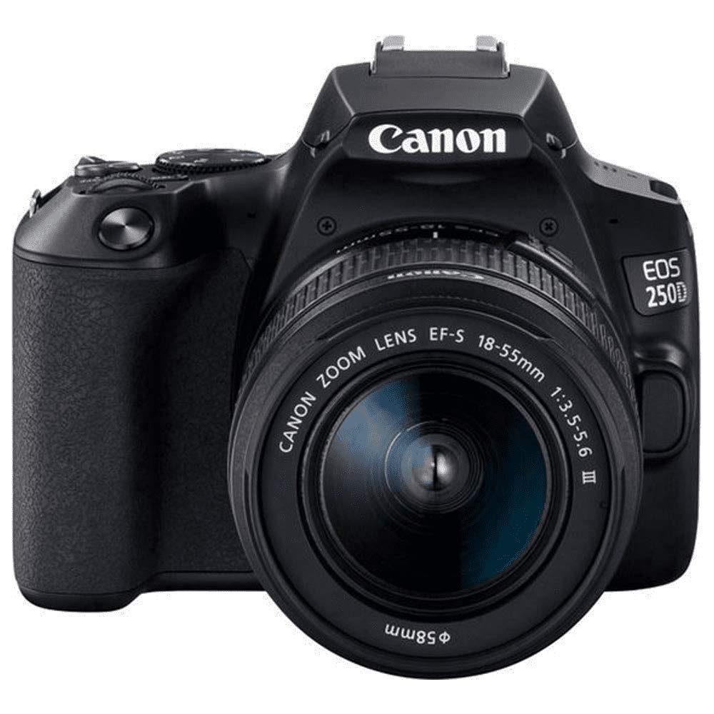 Canon EOS 250D w/EF-S 18-55mm f/3.5-5.6 III Lens with Professional Accessory Bundle - Includes: Spare LPE17 Battery w/Charger, Slave Flash, Large Gadget Bag with Dual Buckles & Much More