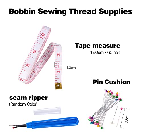 ilauke 36pcs White Sewing Thread 60WT Size A Prewound Bobbin Thread with Bobbin Case, Polyester Thread for Brother Singer BabyLock Janome Machines DIY Embroidery Thread