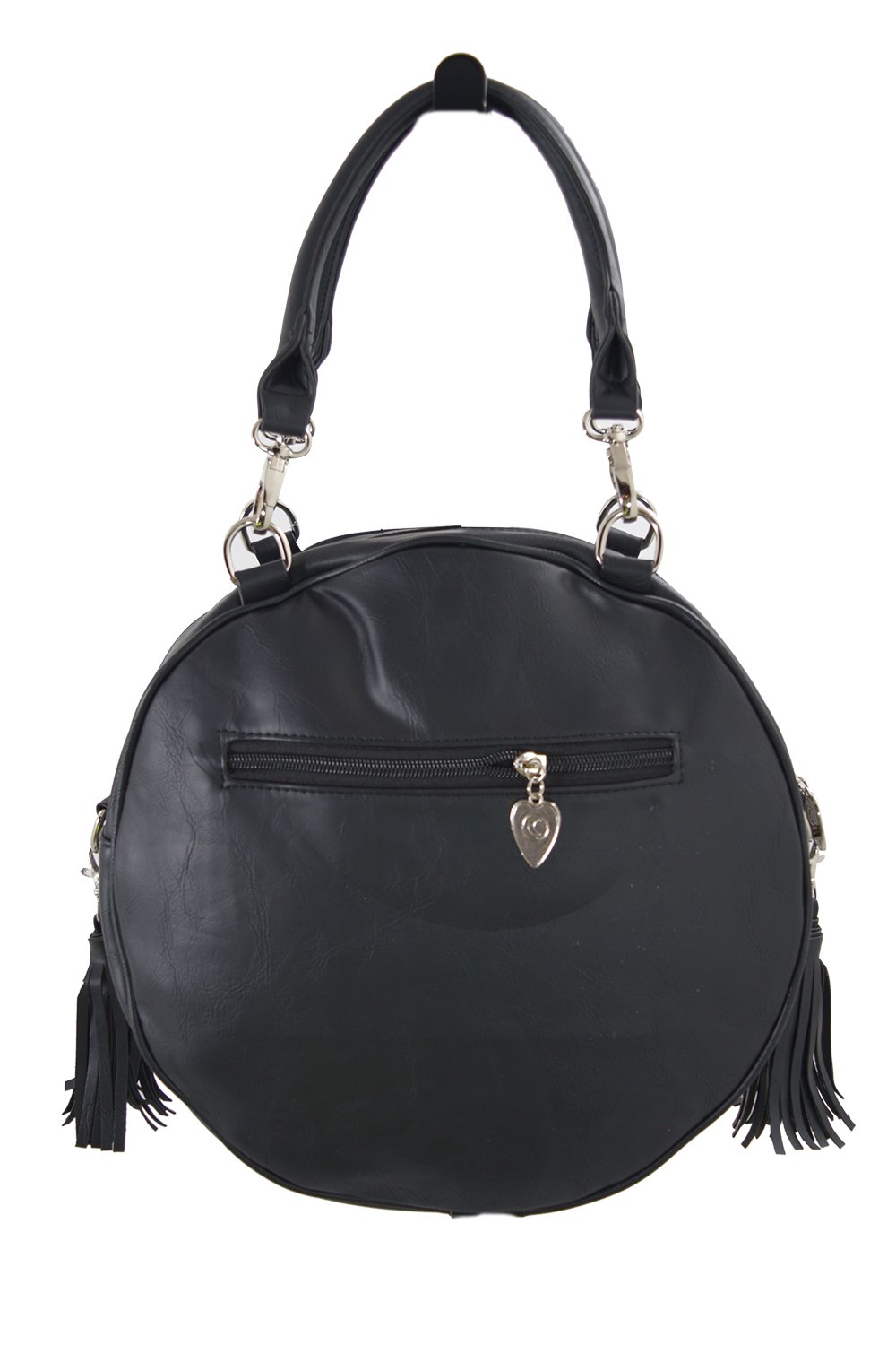 Restyle Gothic Occult Henna Round Bag Black Faux Leather Moon Handbag