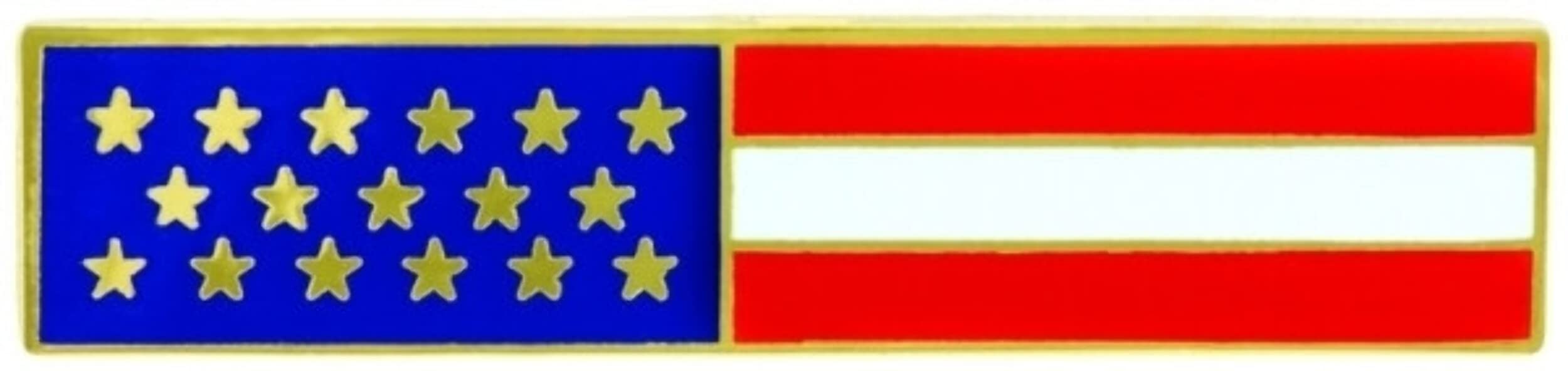 U.S. Flag Lapel Pin, Enameled & Plated, 2 Clutch Backs, 1-3/4x3/8" Regular/Clutch Back Blue Line 1-3/4 x 3/8"