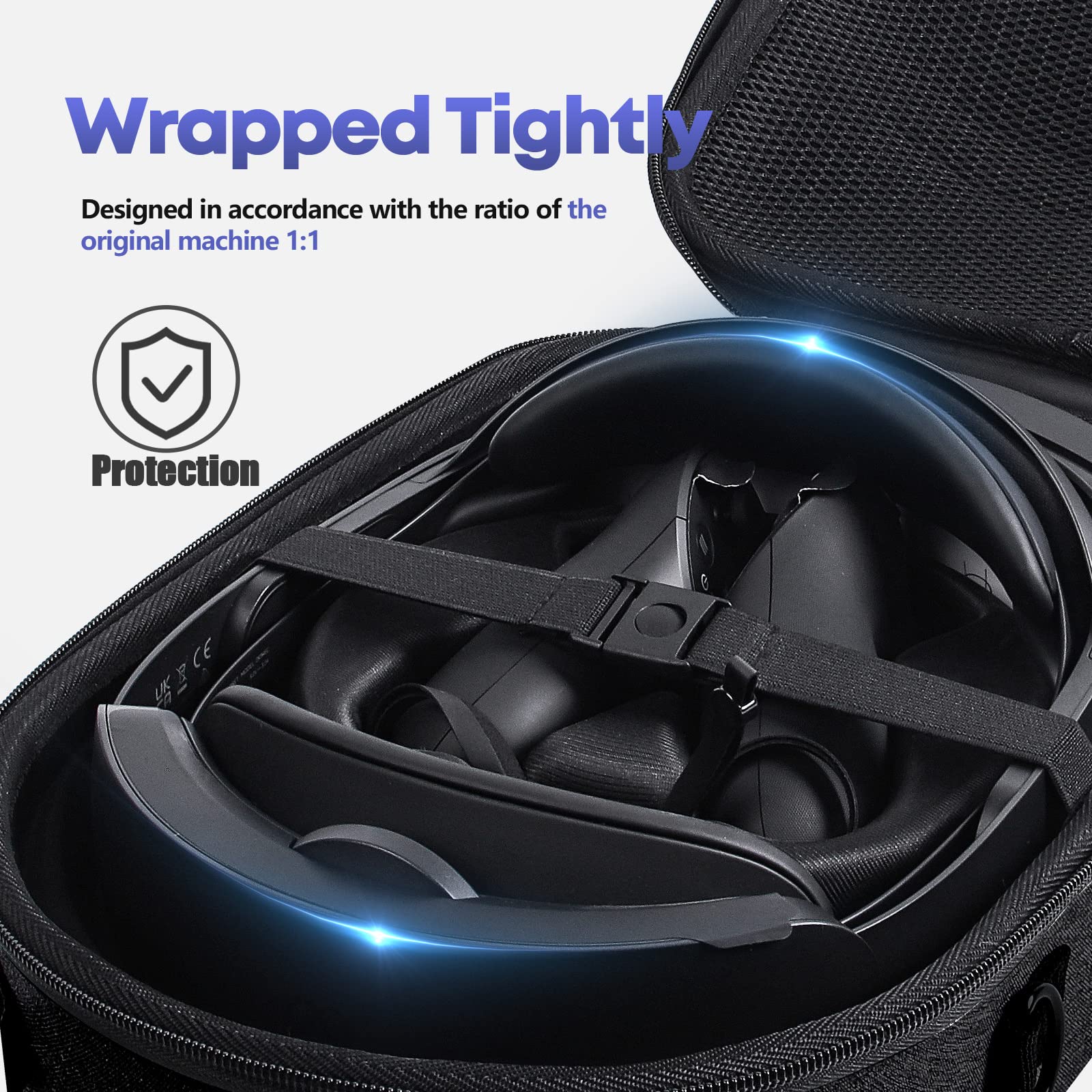 Carrying Case for Oculus/Meta Quest Pro, Hard Travel Case All-in-One VR Gaming Accessories Storage, Compatible for Elite Strap Headset and Controllers and More Accessories